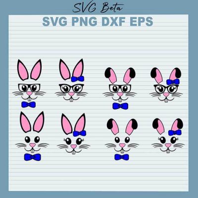 Bunny Head Bundle SVG, Bunny With Glasses SVG, Funny Bunny SVG, Rabbit ...