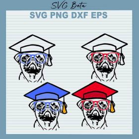 Pug Dog Graduation SVG, Bundle Pug Dog With Glasses SVG, Glasses Pug ...