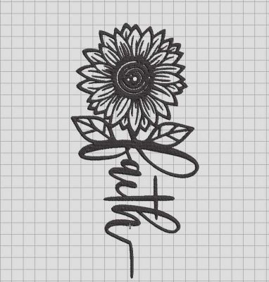 Faith sunflower Embroidery File pes hus file embroidered machine