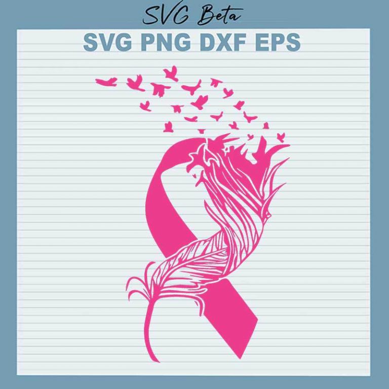 Breast Cancer Ribbon SVG, Feather Breast Cancer Ribbon SVG PNG DXF cut ...