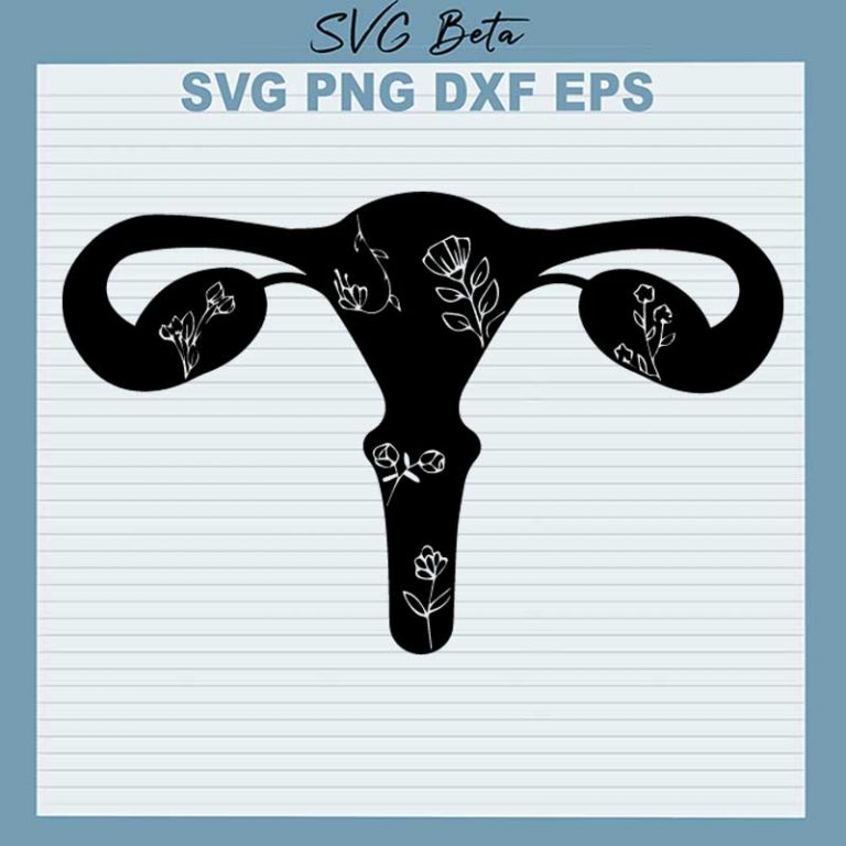Uterus SVG, uterus floral SVG PNG DXF