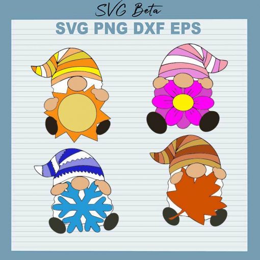 4 Gnomes Season SVG, Summer Gnome Spring Gnome Winter Gnome Autumn ...
