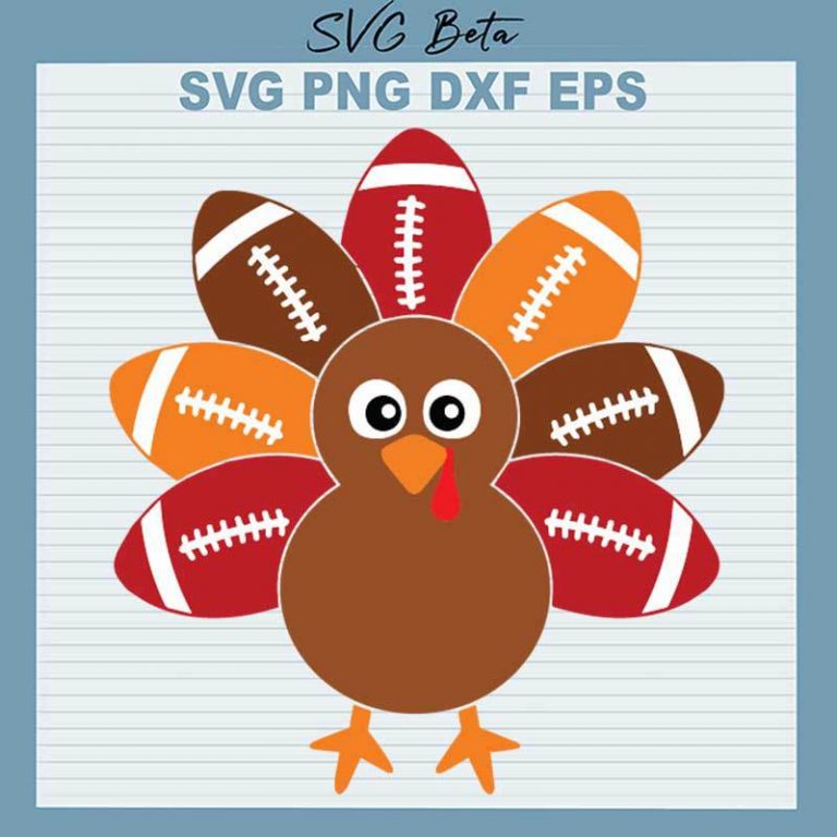 Thanksgiving Turkey Football SVG, Turkey Football SVG PNG DXF cut file