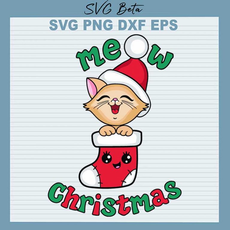 Meow Christmas Stocking SVG, Christmas Cat SVG, Xmas Meow SVG PNG DXF ...