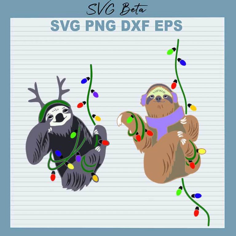Christmas Sloth SVG, Sloth With Christmas Light SVG, Santa Sloth SVG ...