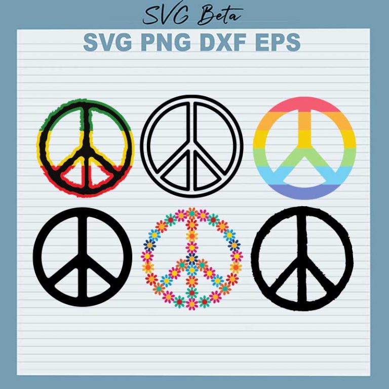 Peace Logo SVG, Floral Peace Logo Bundle SVG, Peace Symbol SVG Cut File ...
