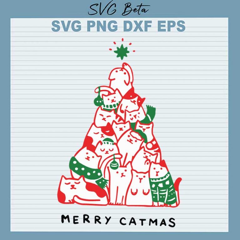 Merry Catmas SVG, Catmas SVG, Cat Christmas Tree SVG PNG DXF cut file