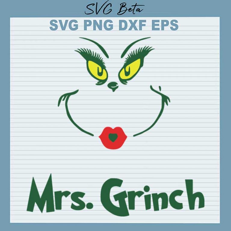 Mrs Grinch SVG, Merry Grinchmas SVG, Christmas Grinch Face SVG