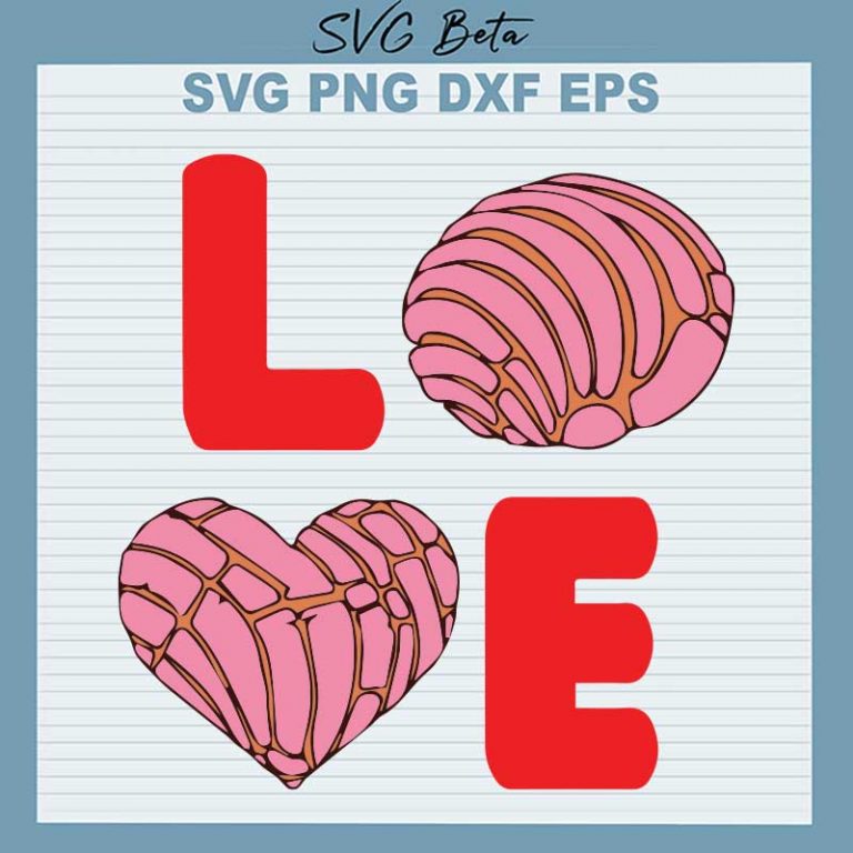 Love Concha SVG, Concha Heart Love SVG, Concha SVG PNG DXF Cut File