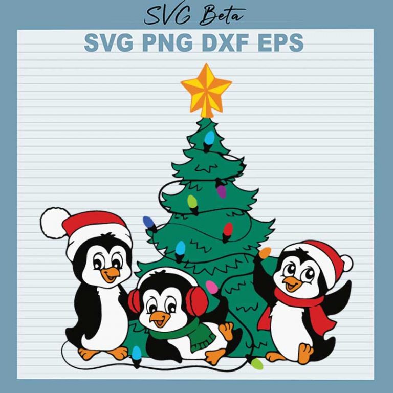 Christmas Penguin SVG, Penguin And Christmas Tree SVG, Penguin With ...