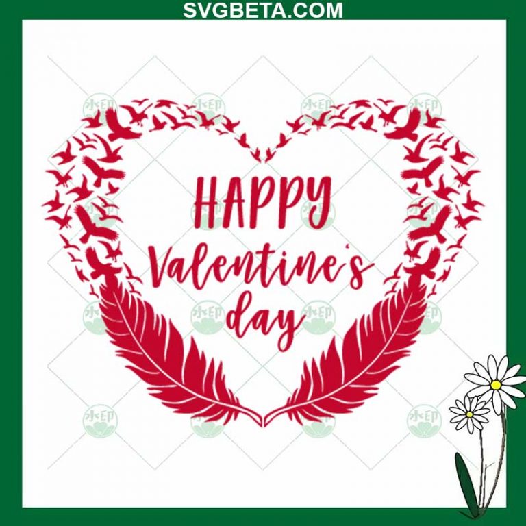 Happy Valentines Day Feather SVG, Valentines Feather SVG PNG DXF cut ...