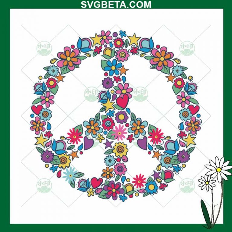 Peace Flower SVG, Peace Logo SVG PNG DXF cut file for cricut