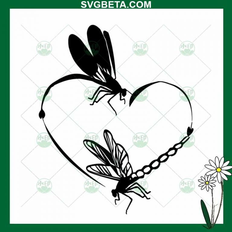 Dragonfly Heart SVG, Dragonfly Love SVG PNG DXF