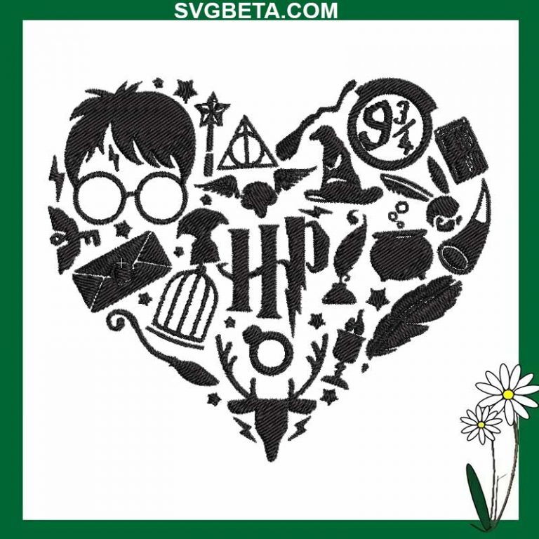 Harry Potter Heart Embroidery Design, Harry Potter Movies Embroidery ...