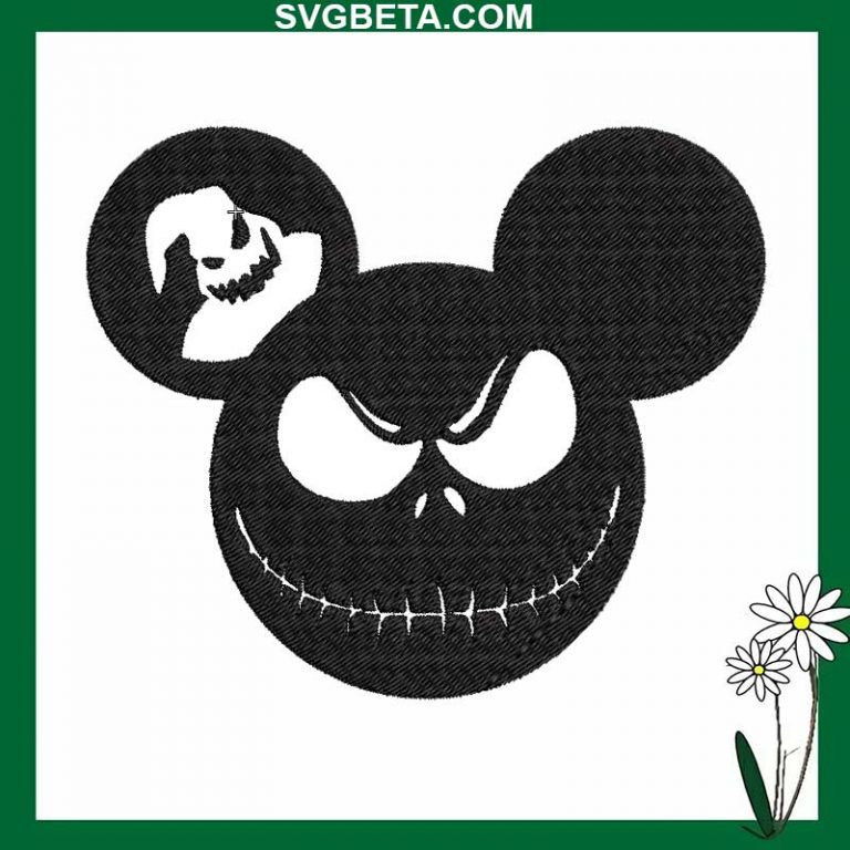 Mickey Jack Skellington Face Embroidery Design, Jack Mickey Ears ...