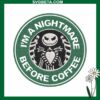 Jack Nightmare Before Coffee Embroidery Design, Jack Skellington ...