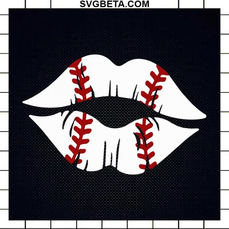 Baseball Softball Lips SVG, Distressed Baseball Lips SVG, Baseball Lips SVG