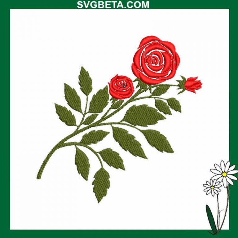 Red Rose Embroidery Design, Rose Flowers Embroidery Files, Roses ...