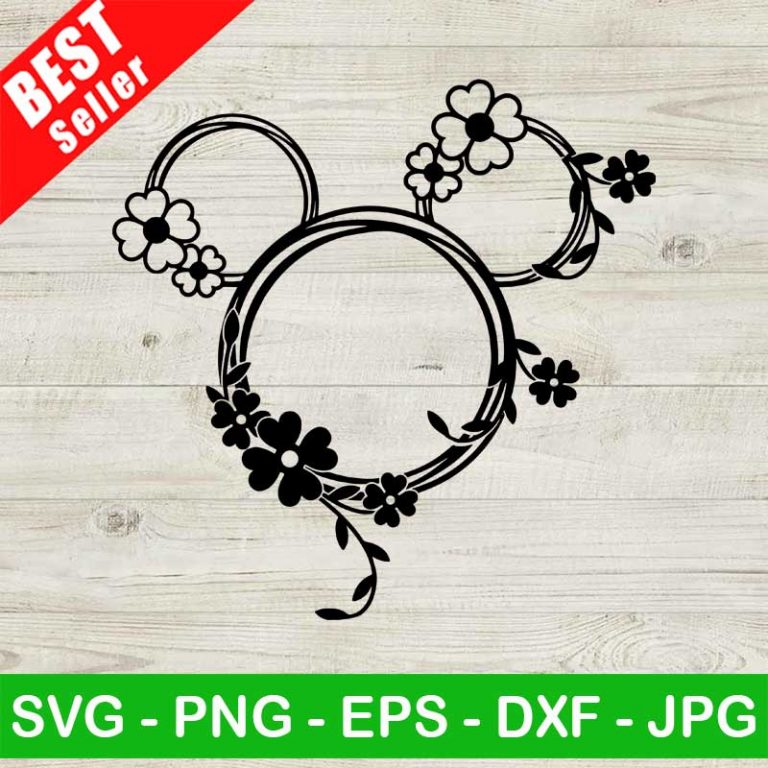 Mickey Floral Wreath SVG, Disney Wreath SVG, Mickey SVG