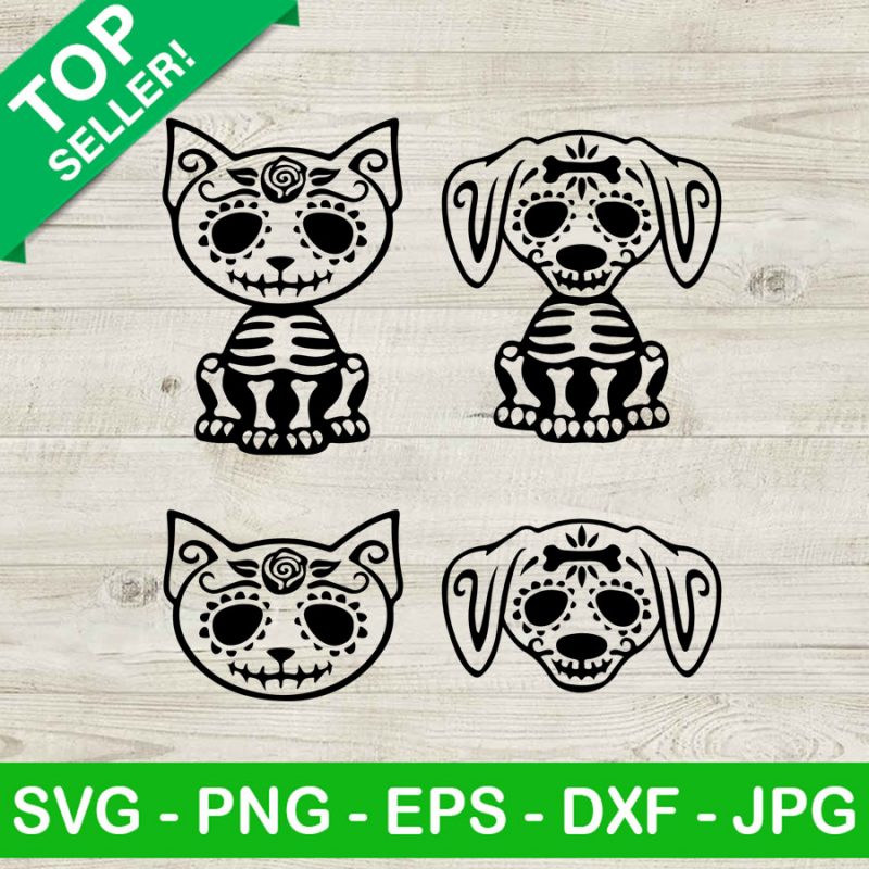 Dog Skull Halloween SVG, Dog Skull Face SVG, Dog Sugar Skull SVG