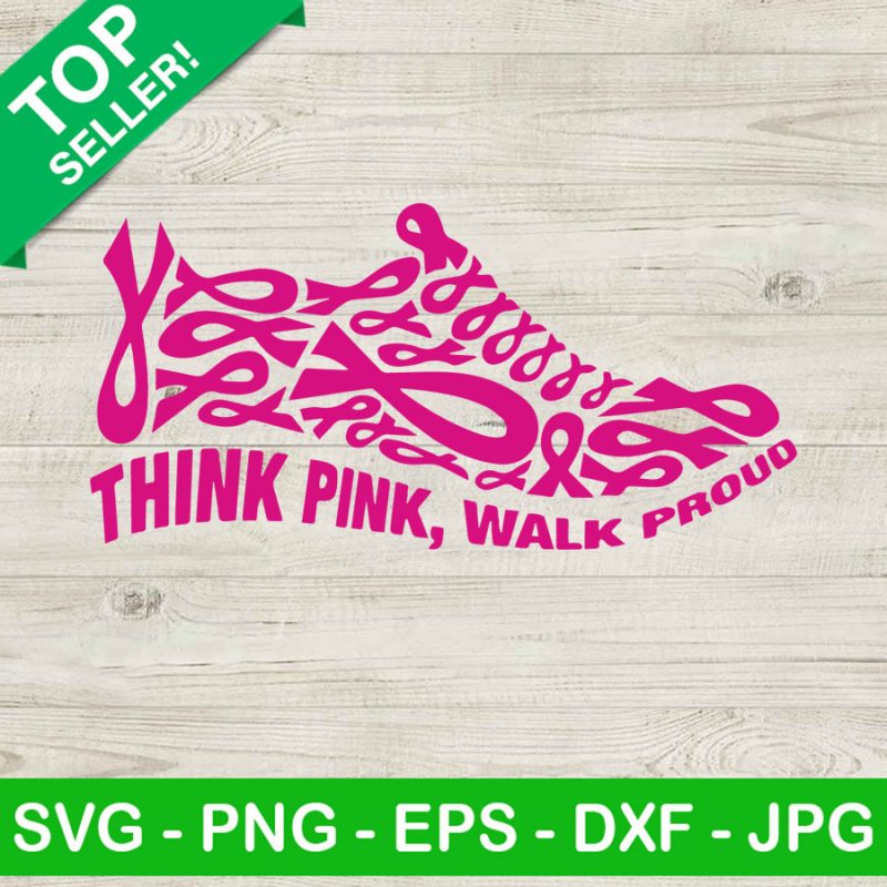 Think pink breast cancer SVG, Breast cancer ribbon SVG, Pink ribon SVG