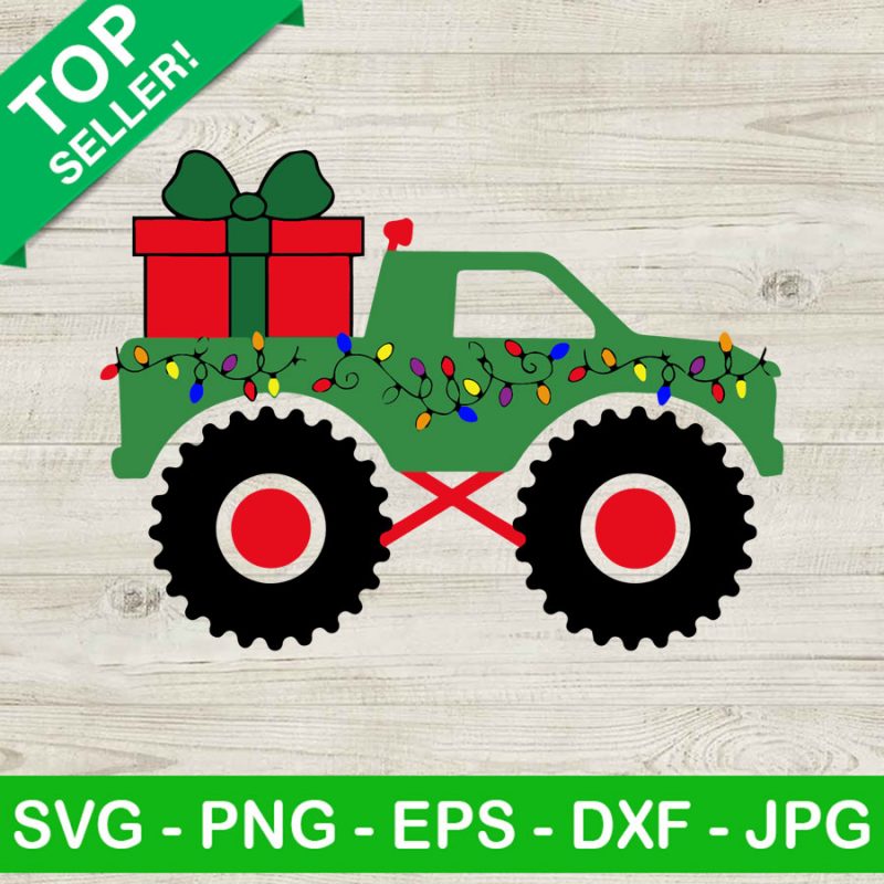 Monster truck christmas SVG, Truck christmas light SVG, Truck christmas ...