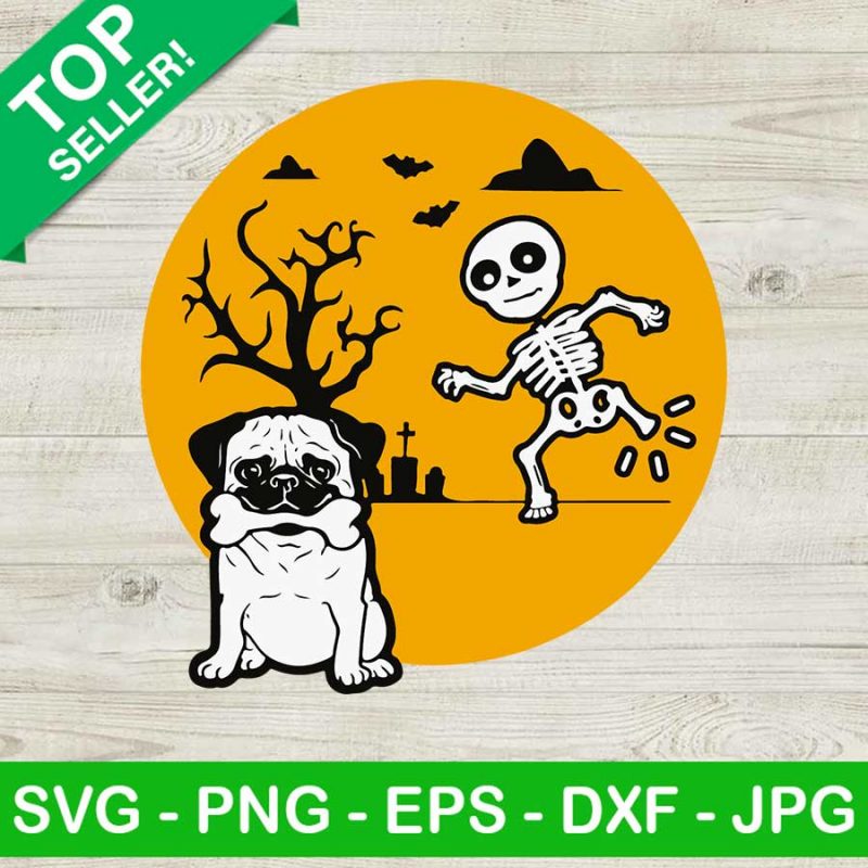 Pug skeleton halloween SVG, Pug Halloween SVG, Happy Halloween SVG