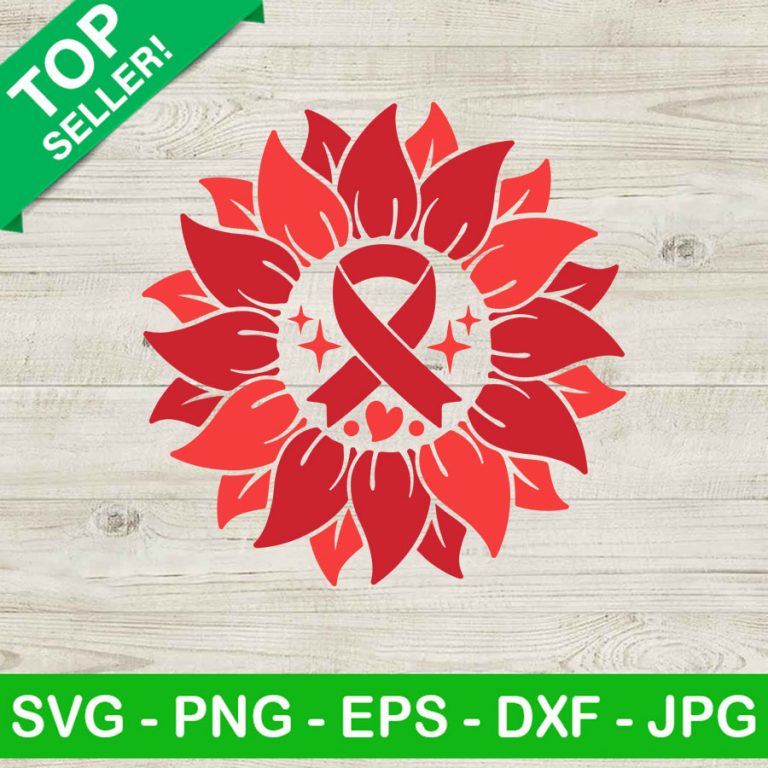 Red ribbon flower SVG, Red ribbon breast cancer SVG, Red flower SVG