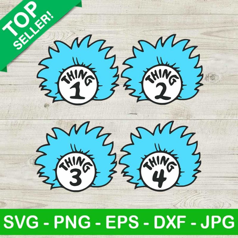 Thing 1 Thing 2 SVG, Dr seuss SVG, Thing 1 2 3 4 blue hair popular SVG