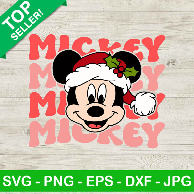 Mickey disney santa hat SVG, Christmas Mickey Face Santa Hat SVG ...