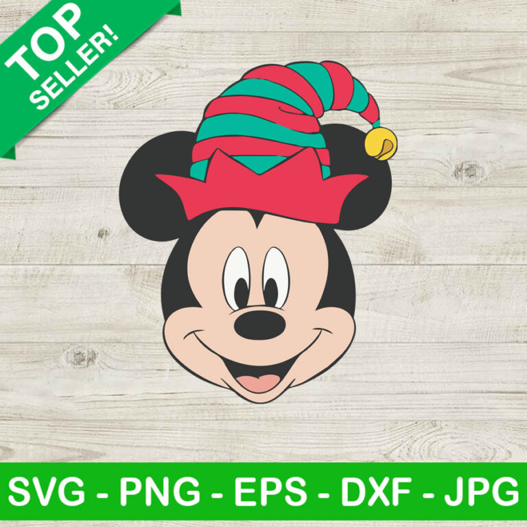 Mickey with elf hat SVG, Mickey mouse SVG, Christmas elf hat SVG