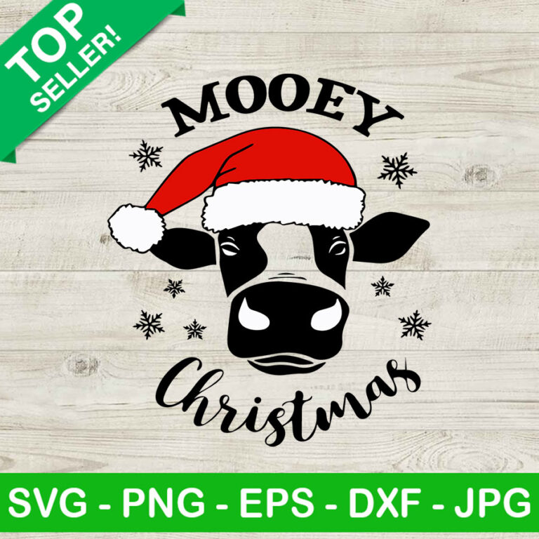 Mooey Christmas SVG, Heifer Santa Hat SVG, Christmas Farm SVG