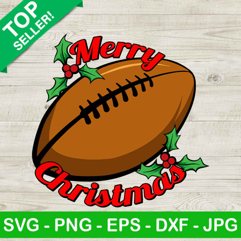 Merry Christmas Football Ball SVG, Merry Xmas SVG, Fooball Christmas SVG