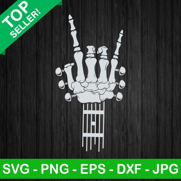 Guitar rock hand SVG, Rock on skeleton hand SVG, Guitar SVG