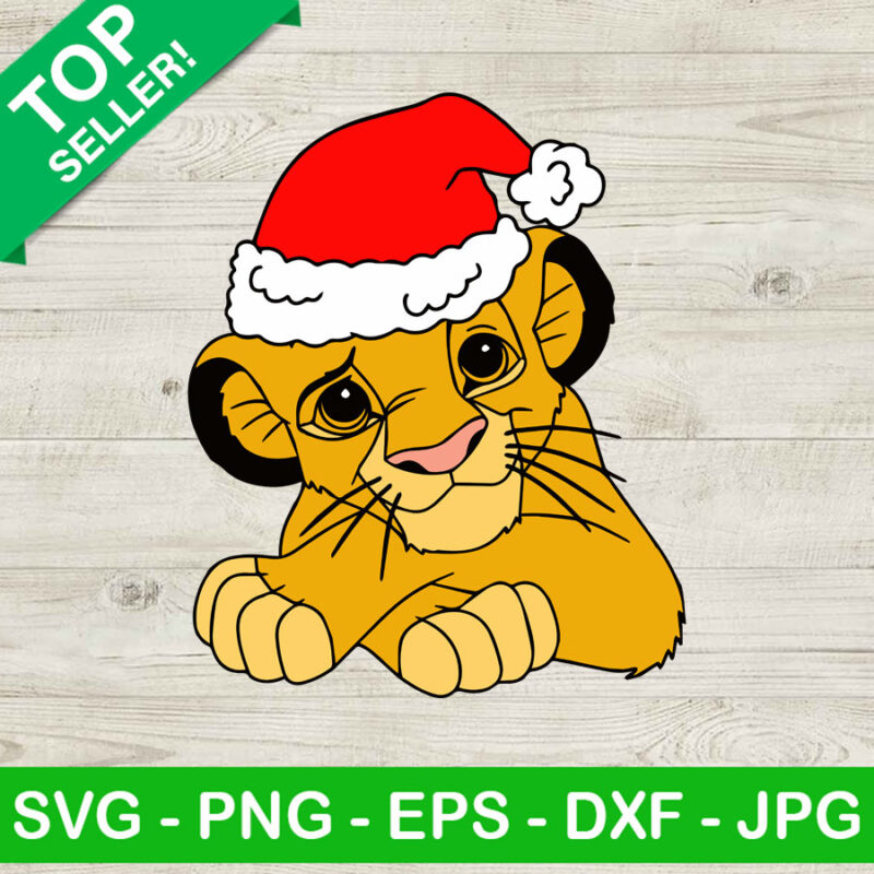 Lion king Simba christmas SVG, Simba santa hat christmas SVG, Christmas ...