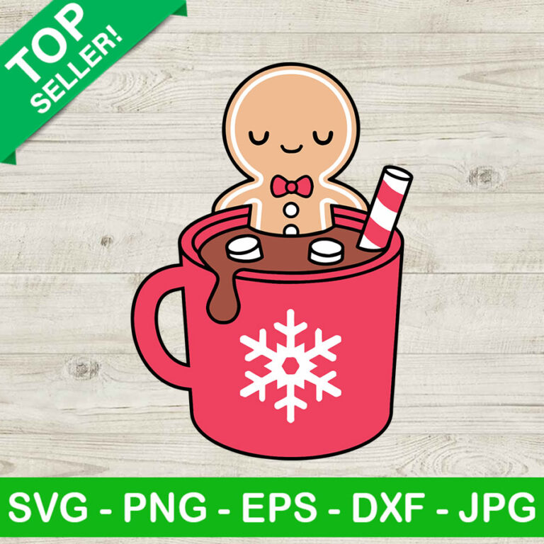 Gingerbread man coffee cup SVG, Gingerbread man SVG, Hot chocolate cup ...