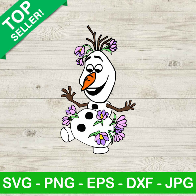 Olaf Snowman With Flower SVG, Spring Olaf SVG, Frozen Olaf Snowman SVG