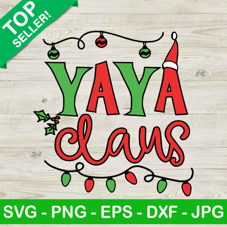 Yaya claus christmas light SVG, Santa claus hat SVG, Christmas light SVG