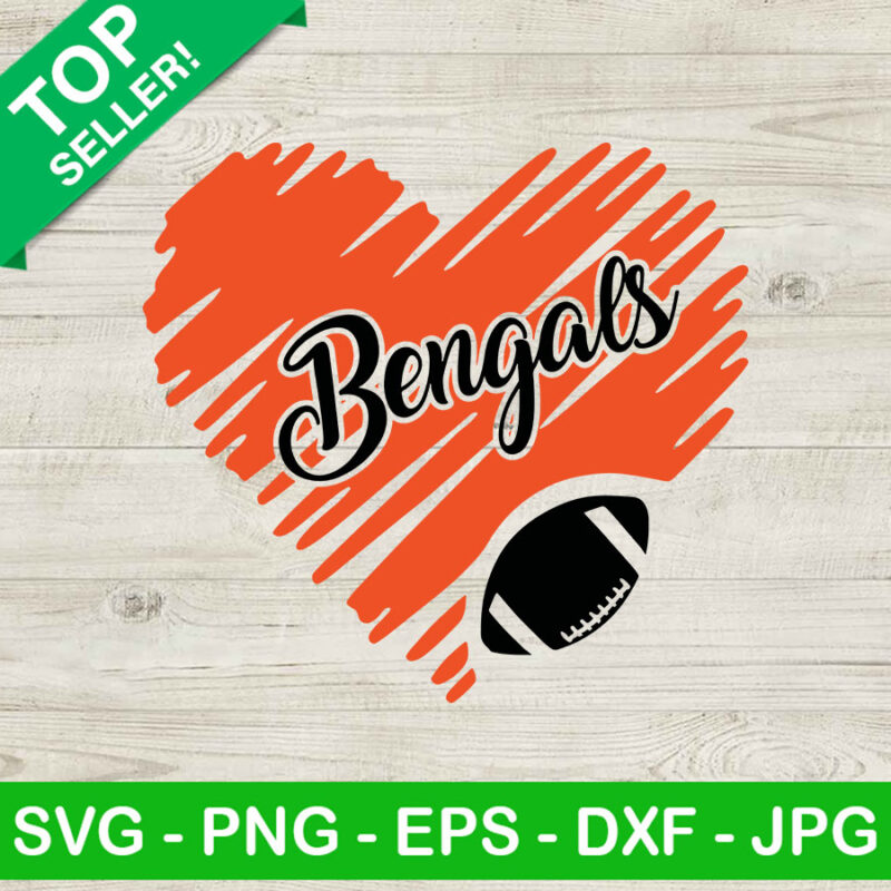 Cincinatti Bengals Heart SVG, Cincinatti Bengals Logo SVG, Football SVG