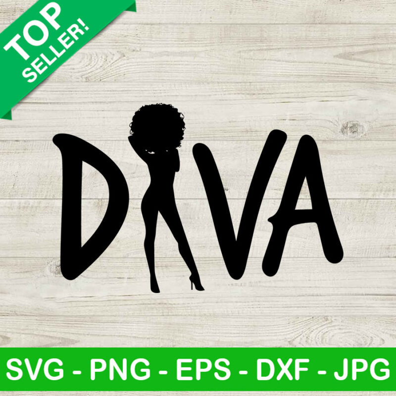 Black woman Diva SVG, Afro Diva SVG, Afro woman SVG