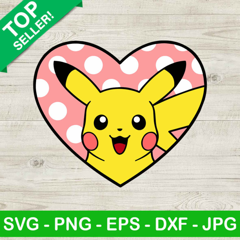 Pikachu Heart SVG, Pikachu Love Valentine SVG, Pokemon SVG