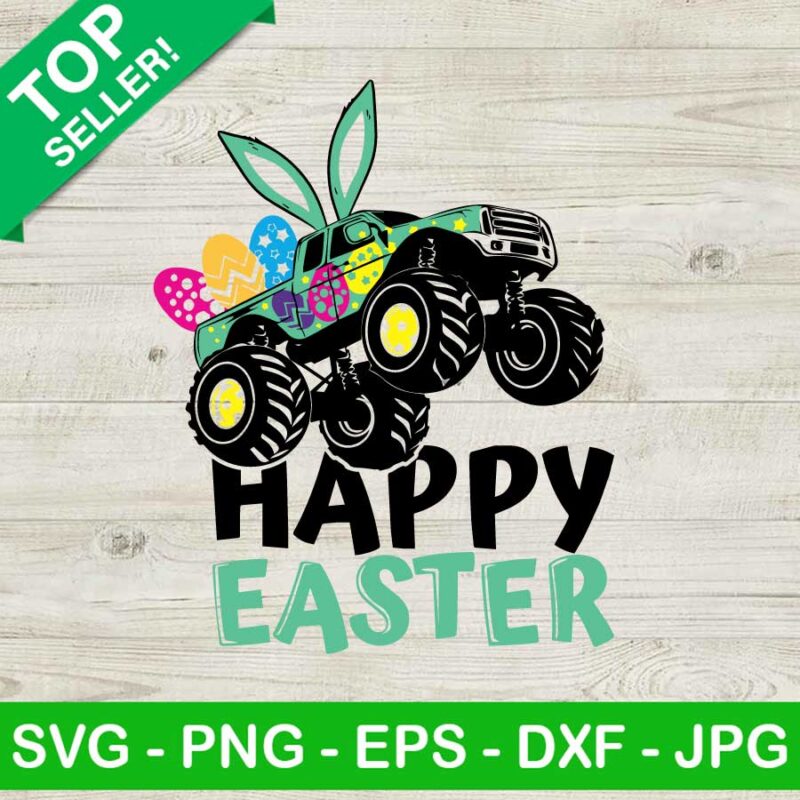 Monster Truck Happy Easter SVG, Easter Truck SVG, Easter Bunny Truck SVG