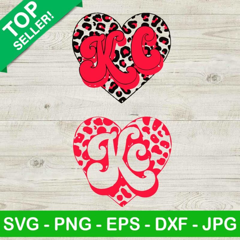 Kansas City Leopard Heart SVG, Kansas City Chiefs SVG, Retro KC Chiefs SVG