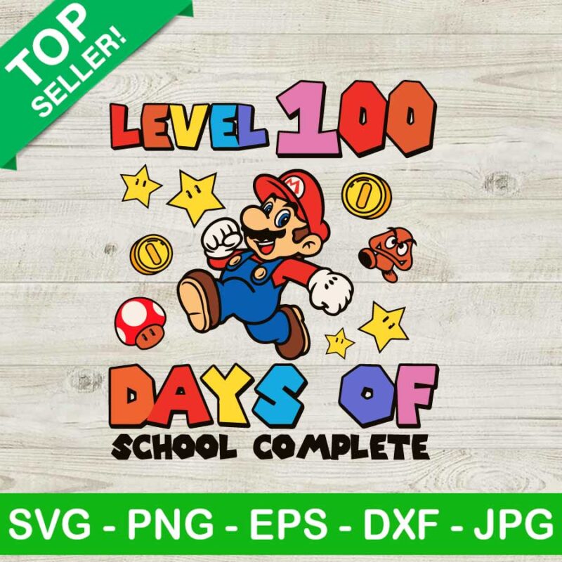 Super Mario Level 100 Days Of School SVG, 100 Days Of School Complete ...