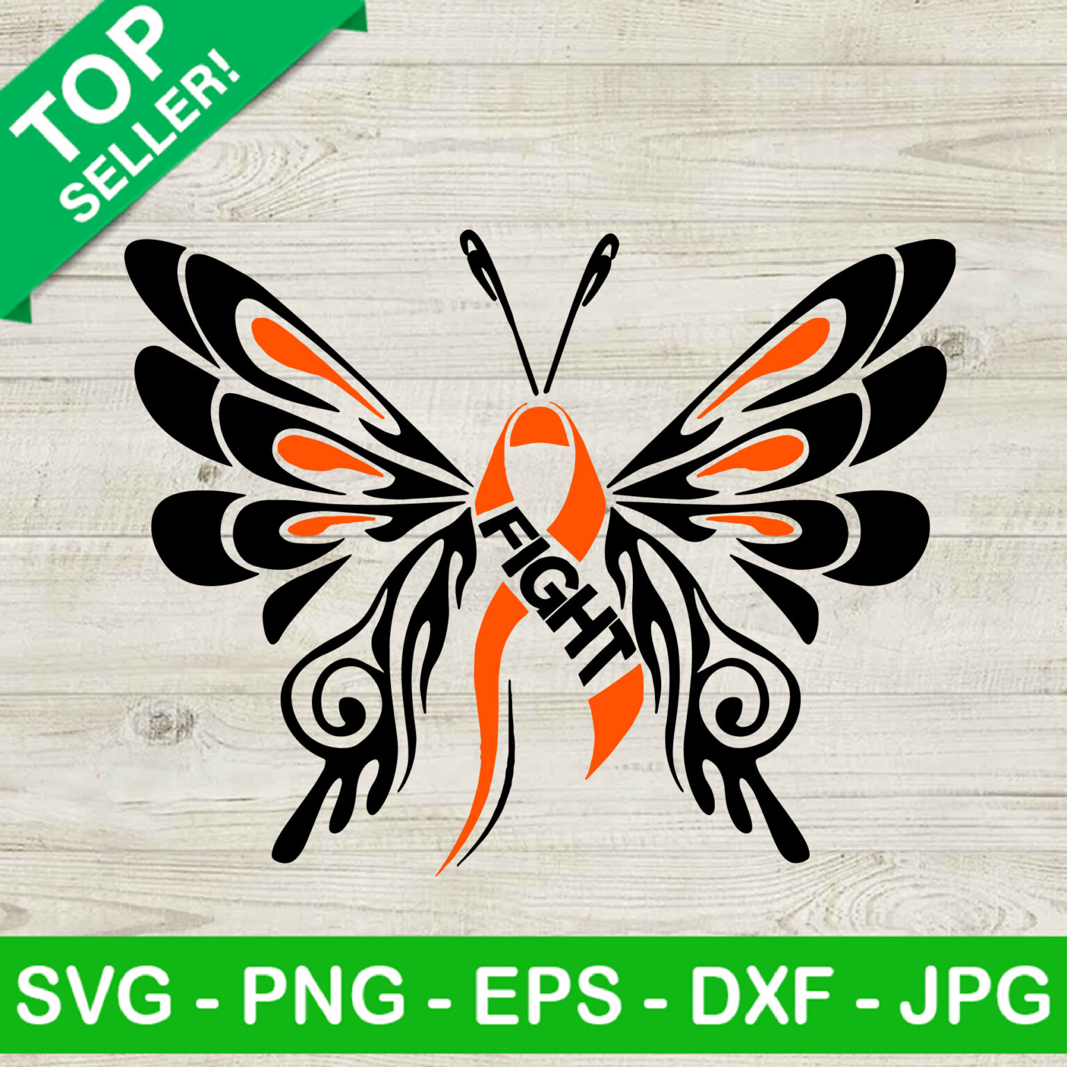Leukemia Butterfly SVG, Orange RIbbon Awareness SVG, Butterfly SVG