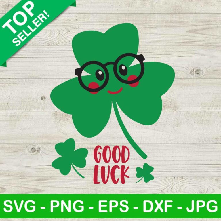 Funny Smiling Shamrock SVG, St Patricks Day SVG, Four Leaf Clover SVG