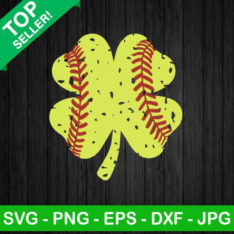 Softball Four Leaf Clover SVG, St Patricks Day SVG, Lucky Baseball SVG ...