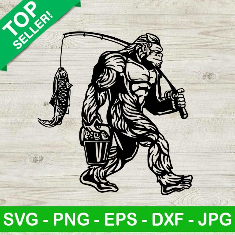 Bigfoot fishing SVG, Funny bigfoot SVG, Sasquatch fishing SVG