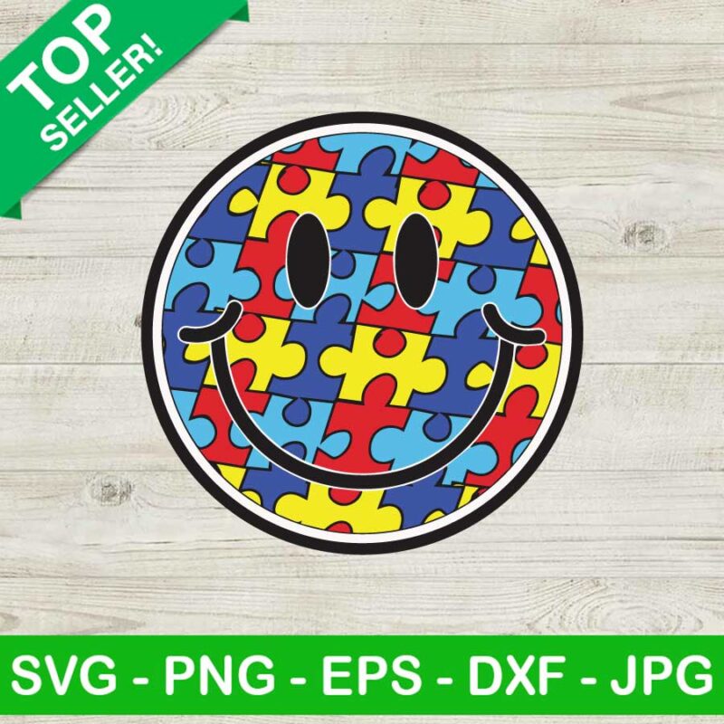 Autism smile face SVG, Autism awareness SVG, Smile face SVG