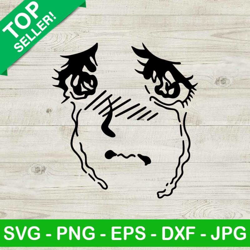 Crying anime face SVG, Crying face SVG, Anime quote SVG